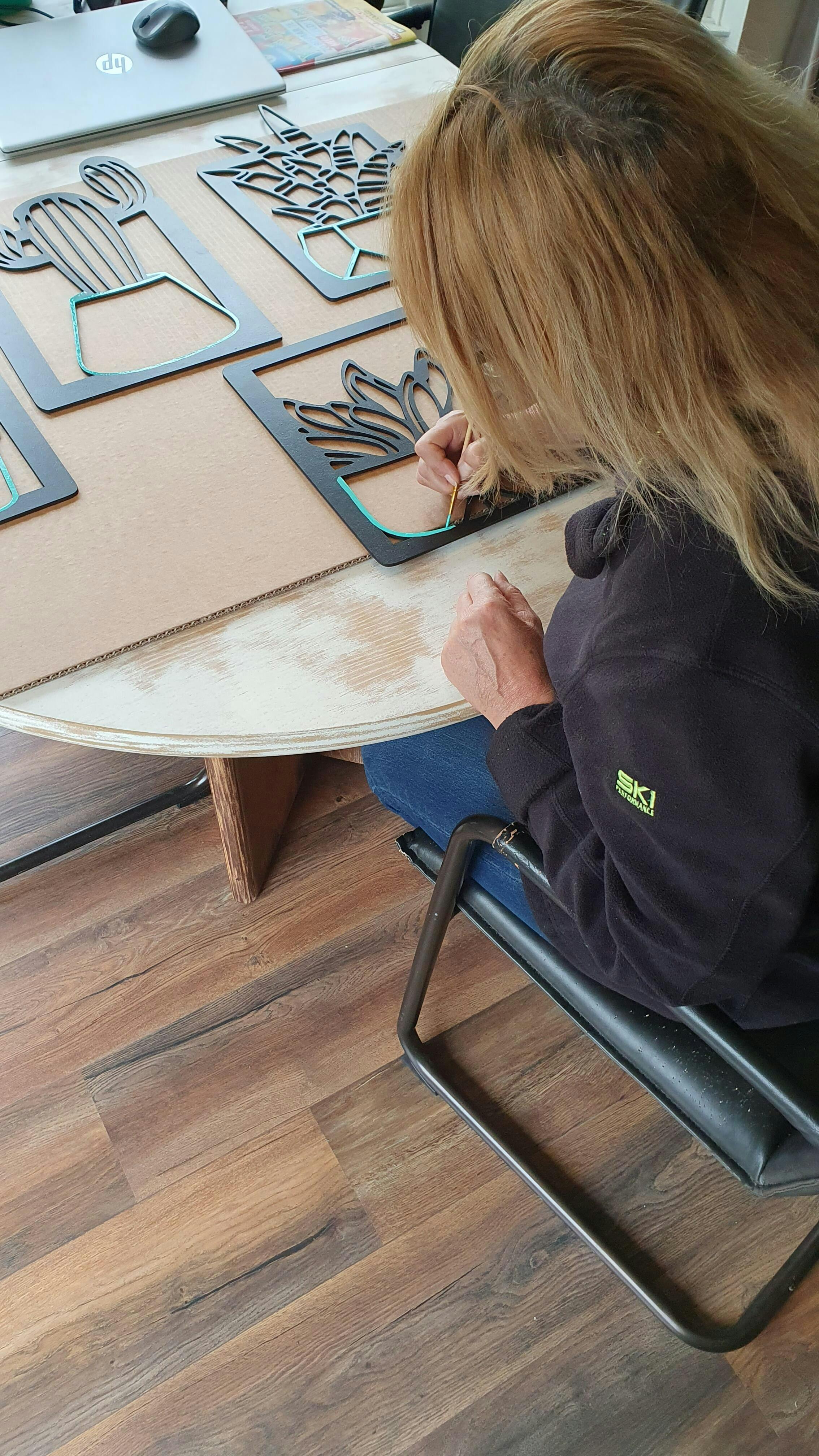 Houten wanddecoratie - cactussen - 4-luik | Wij Graveren Hout