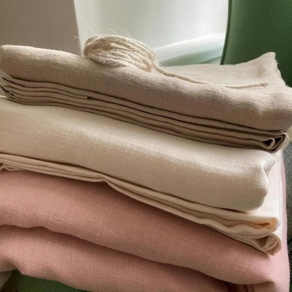 Washed Light Cream Linen Fabric by the Metre | Wild Linens