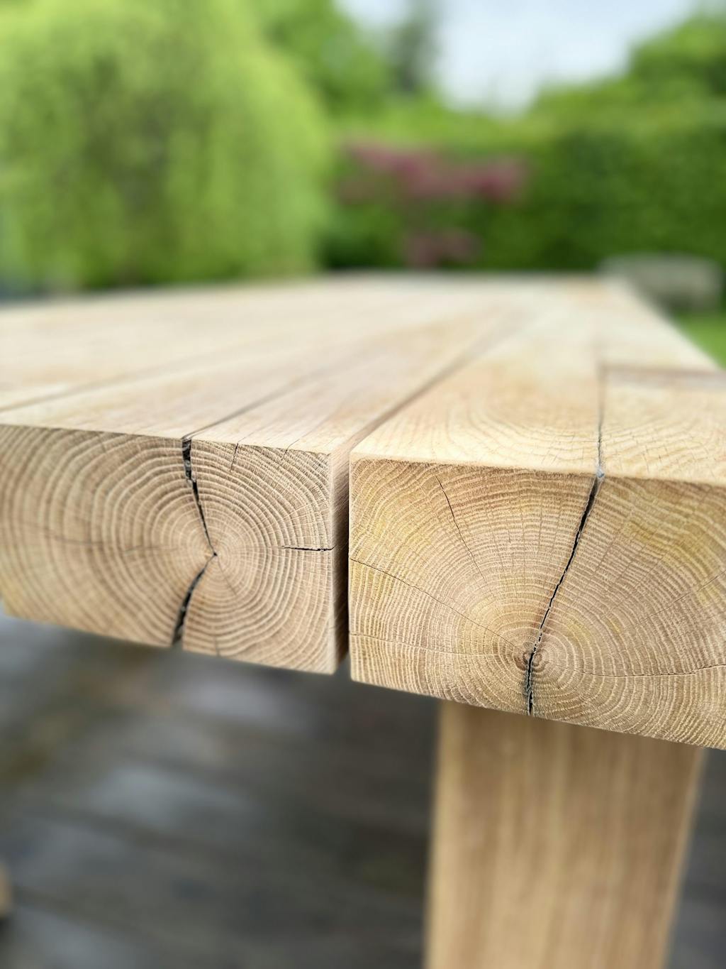 Oak Beam Outdoor Table and Benches Set – Willen Rose