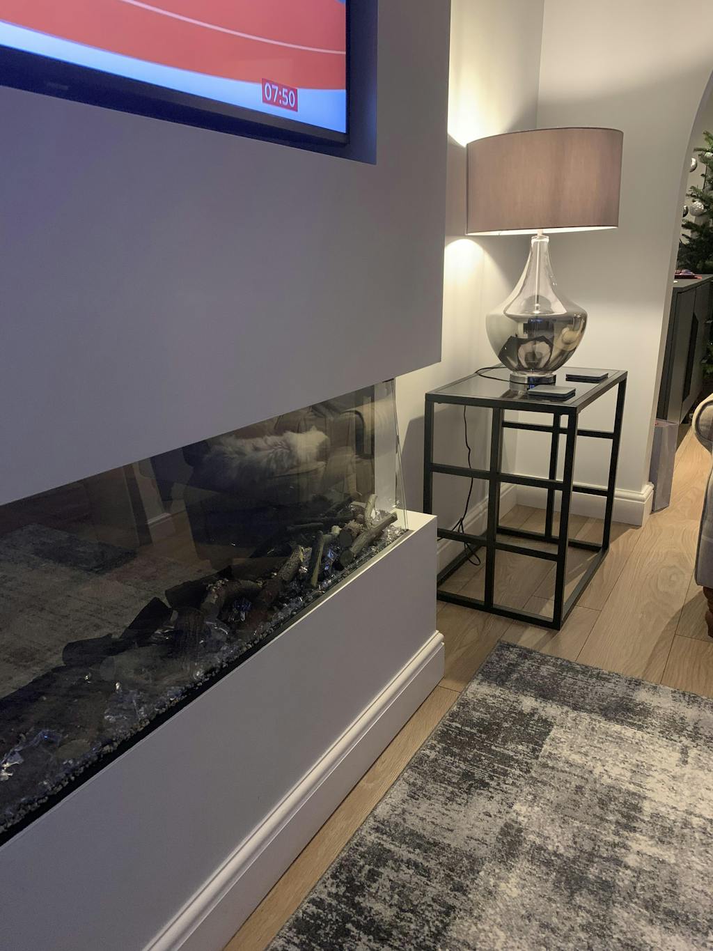 Black Modern Rectangle Tinted Mirrored Side Table - Brooklyn