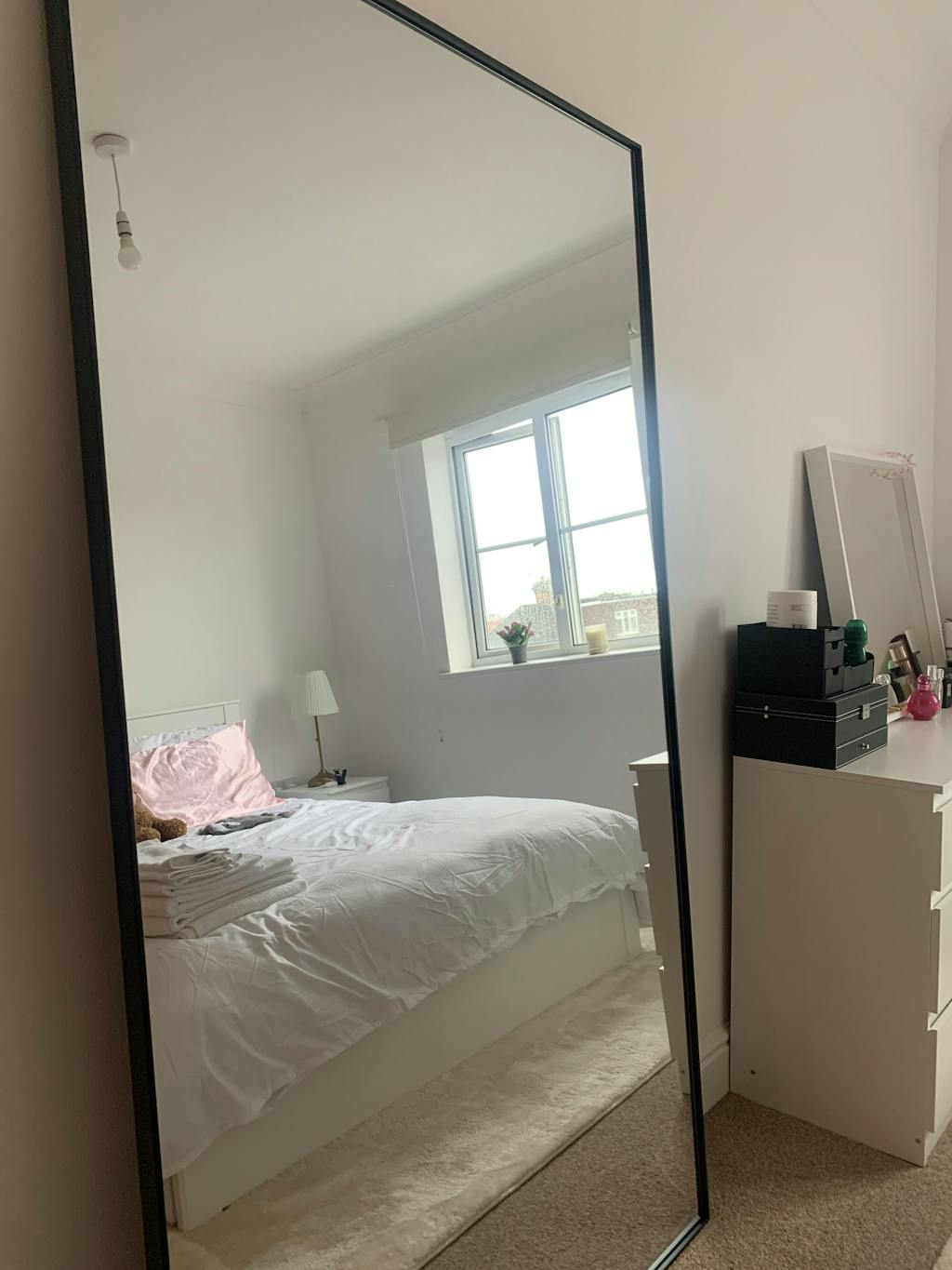 Full Length Black Rectangular Large Metal Mirror 180cm x 100cm - Theo