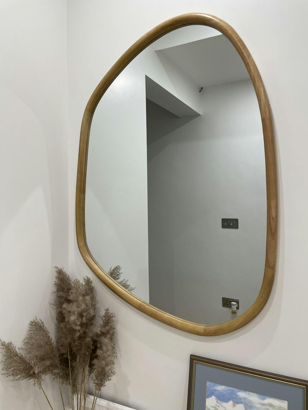 Aaliyah - Light Wood Irregular Wall Mirror 110cm x 80cm