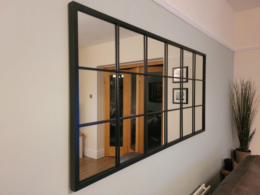 Large Black Industrial Metal Window Mirror 140cm x 70cm - Brooklyn