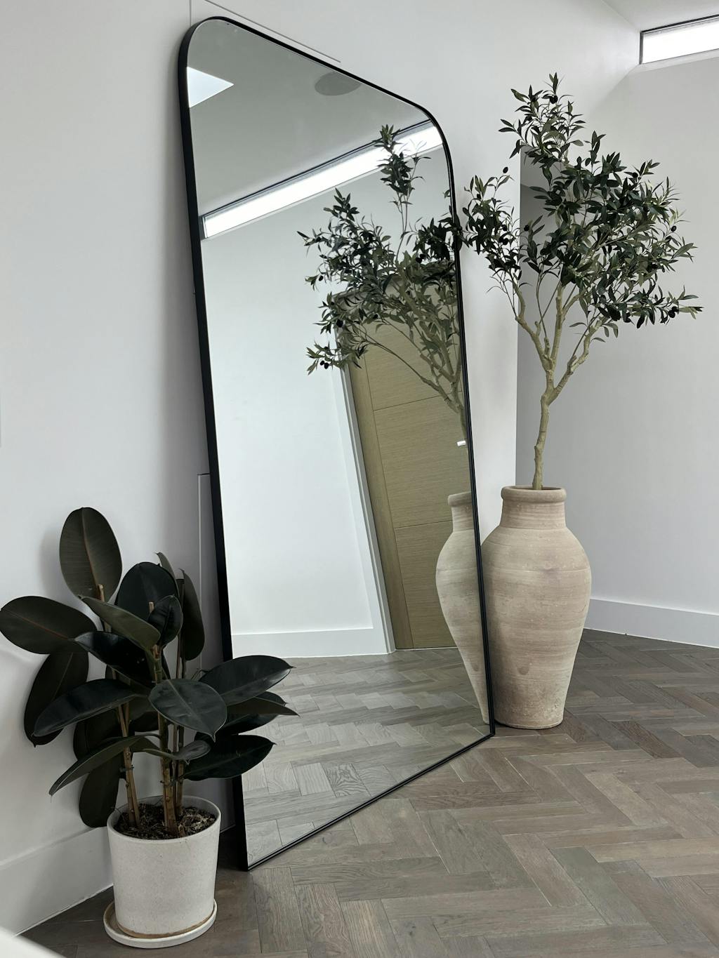 Full Length Black Curved Metal Extra Large Mirror 200cm x 120cm - Theo