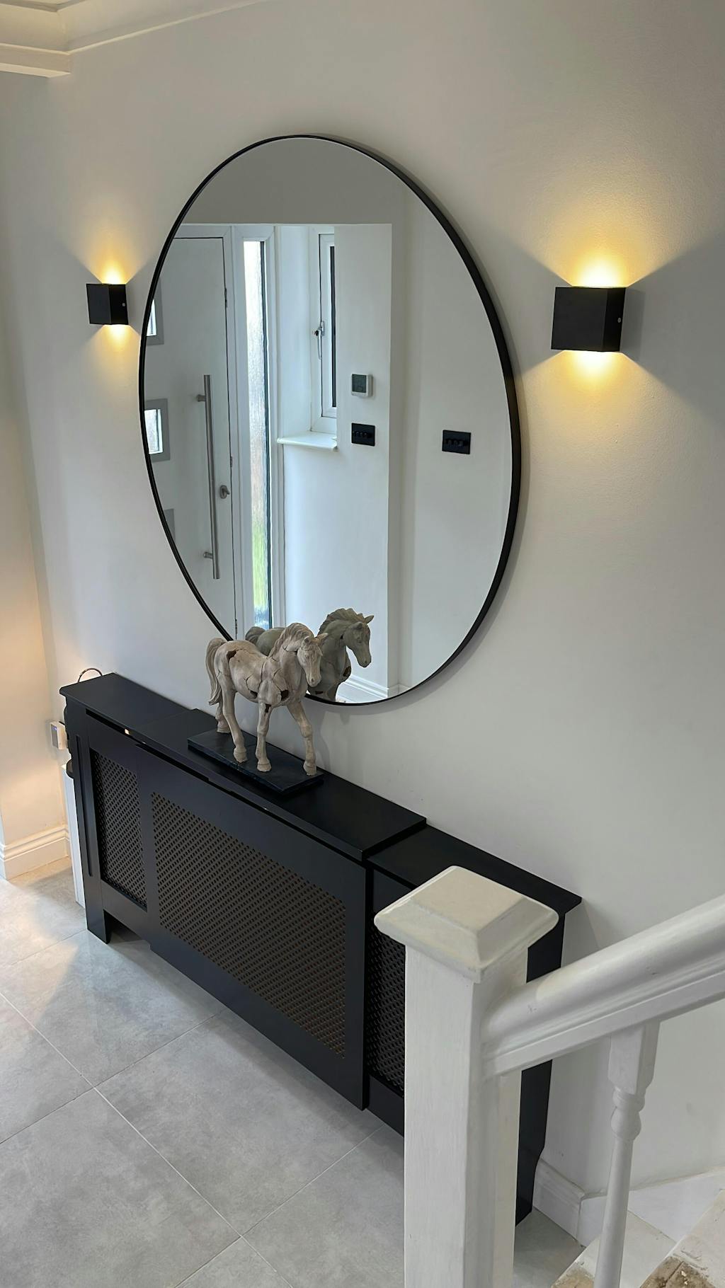 Black Round Metal Wall Mirror 120cm x 120cm - Theo