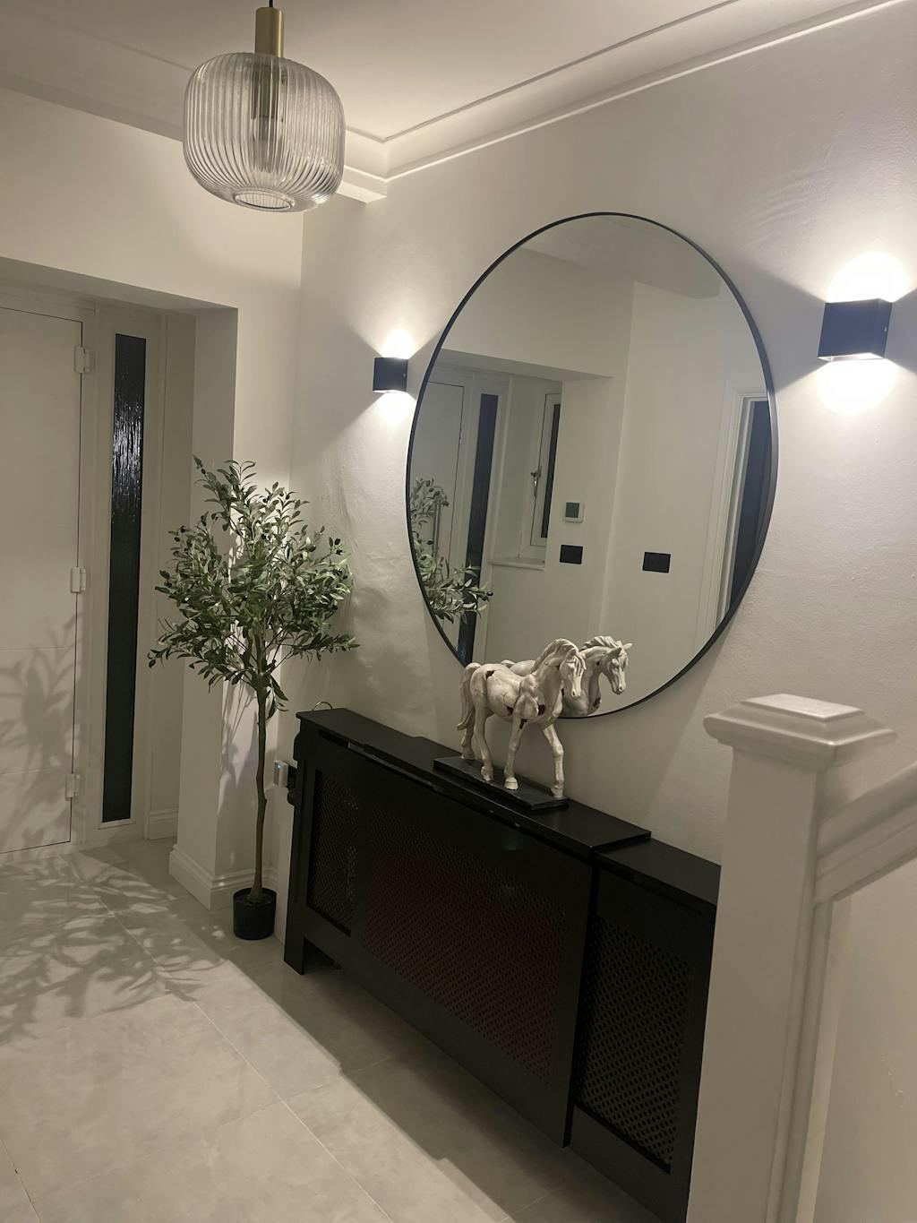 Black Round Metal Wall Mirror 120cm x 120cm - Theo