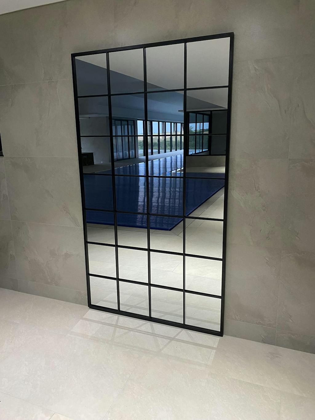 XL Full Length Black Metal Window Mirror 210cm x 120cm - Brooklyn