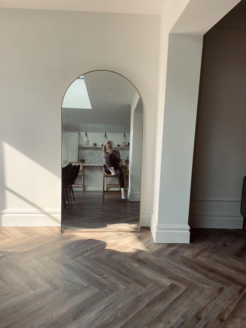 Full Length Gold Arched Large Metal Mirror 180cm x 90cm - Theo