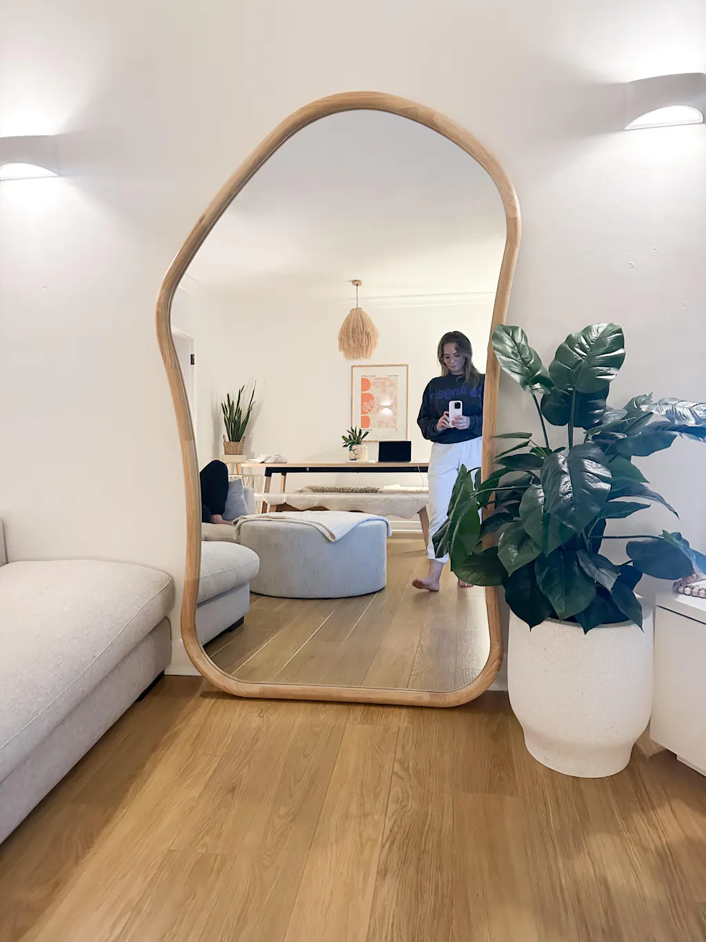 Aaliyah - Extra Large Full Length Light Wood Irregular Mirror 180cm x