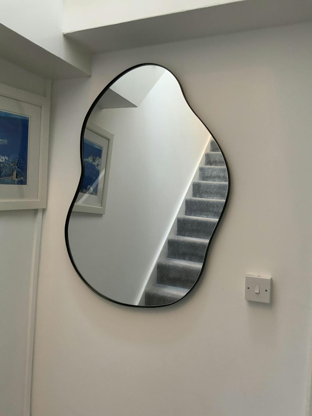 Black Metal Pond Shaped Irregular Wall Mirror 100cm x 70cm - Ava