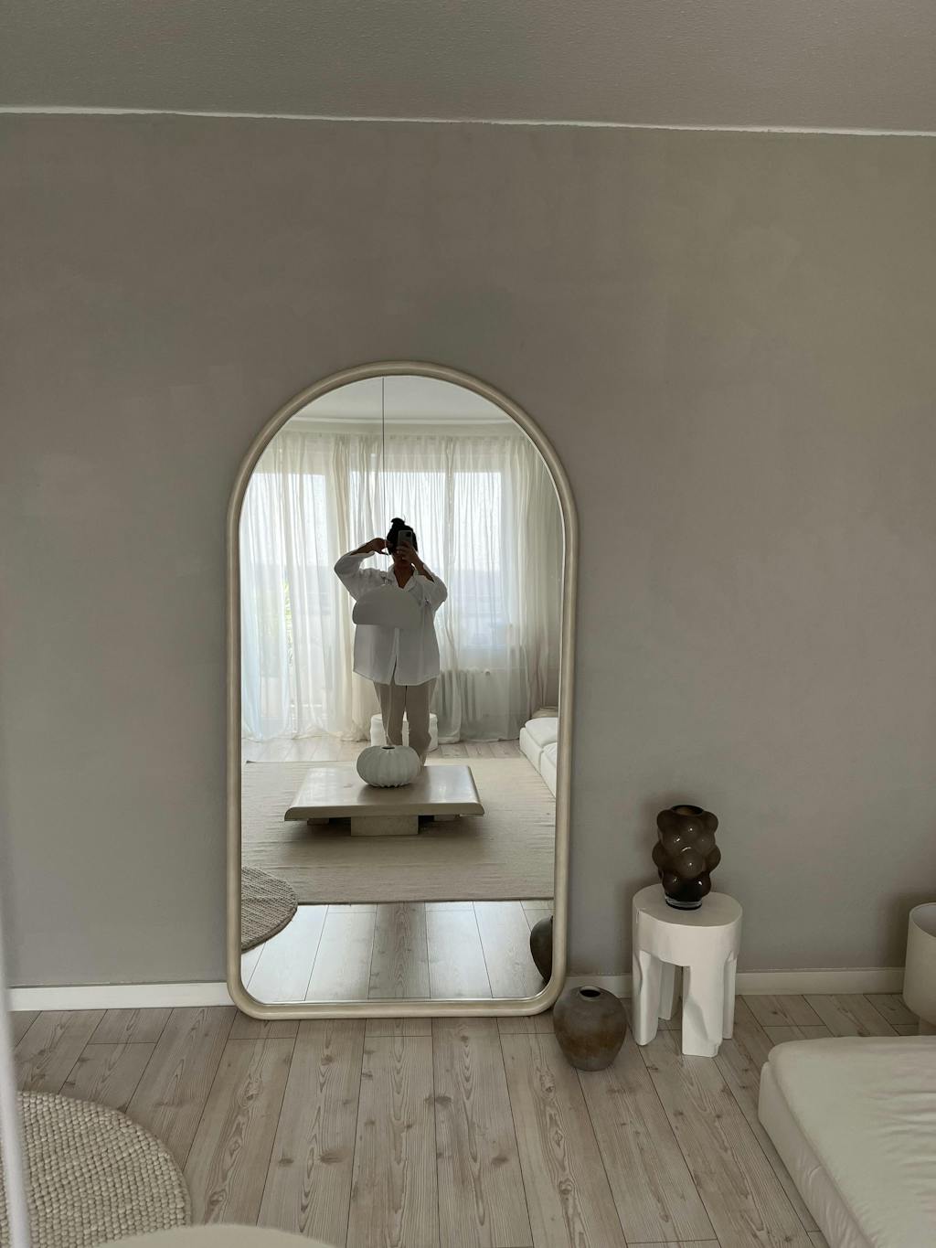 Extra Large Full Length Arched Concrete Mirror 190cm x 100cm - Amora