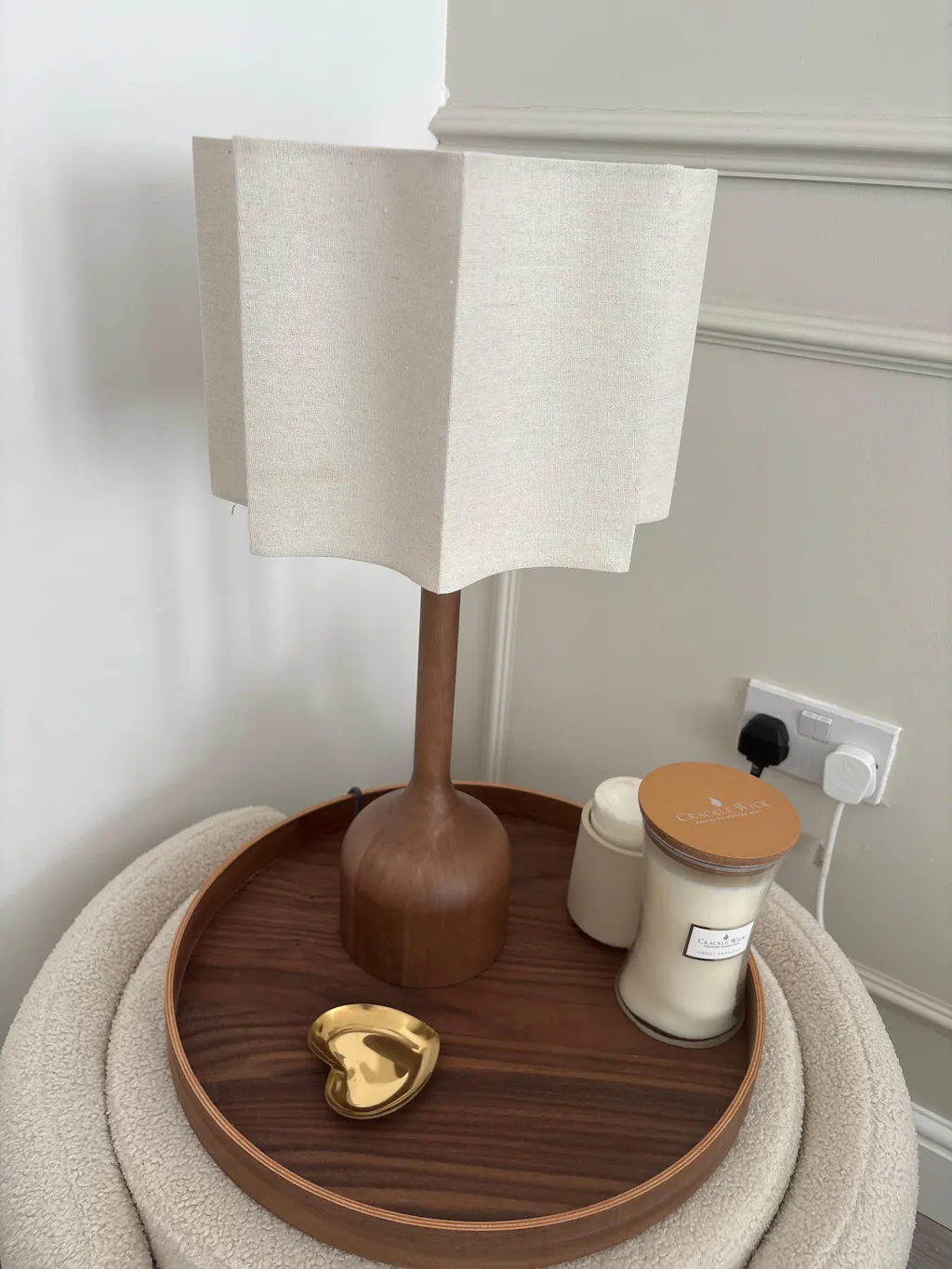 Esme - Dark Wood Inverted Scallop Shade Table Lamp