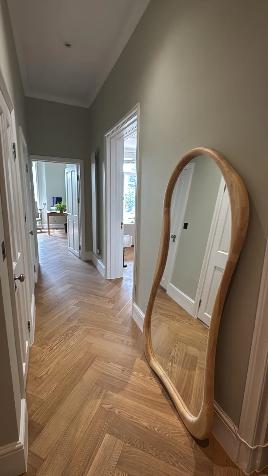 Arcurva - Large Full Length Light Wood Irregular Mirror 170cm x 85cm