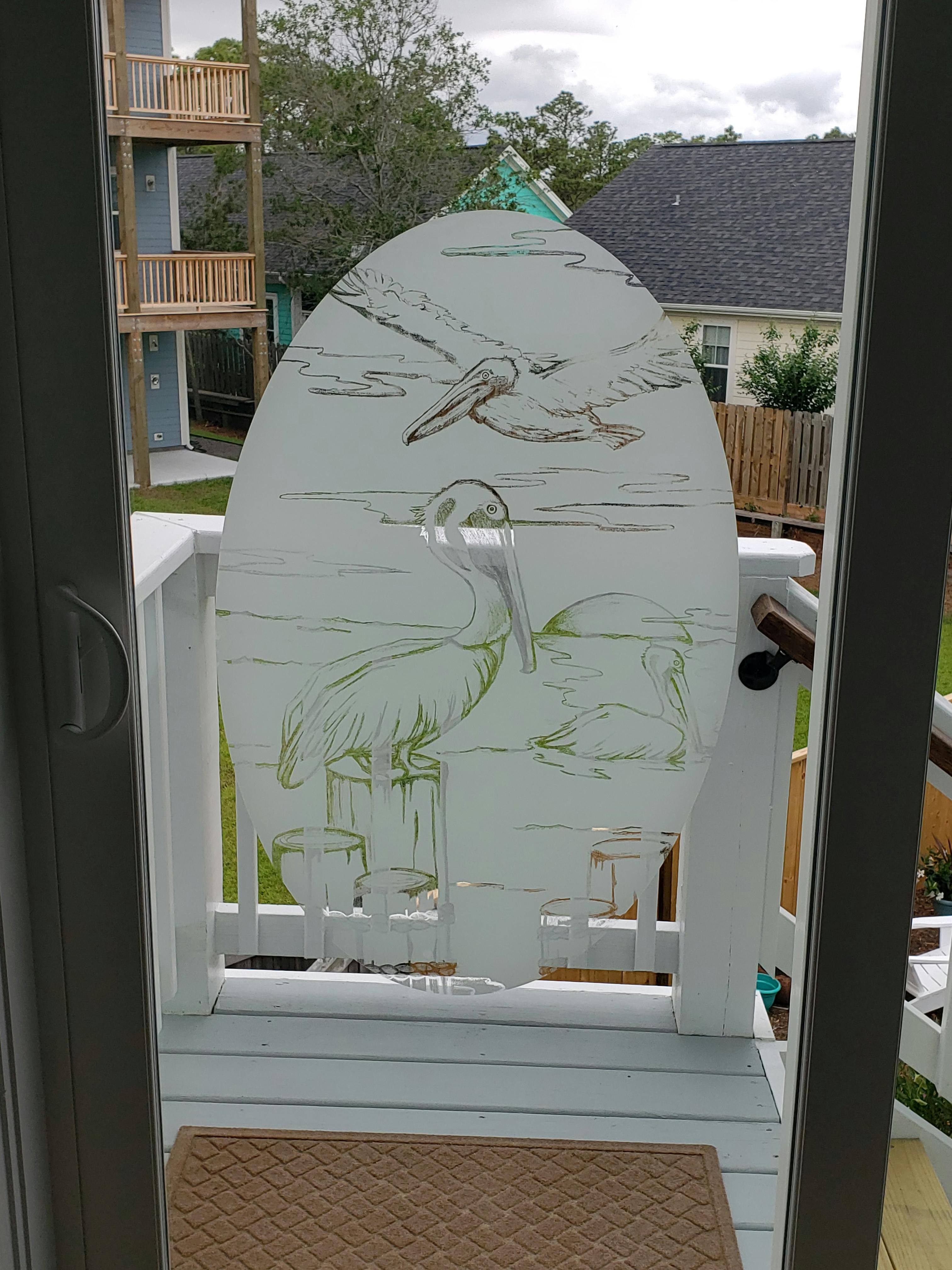 Oval Pelican Etched Glass Decals Static Cling Window Film World