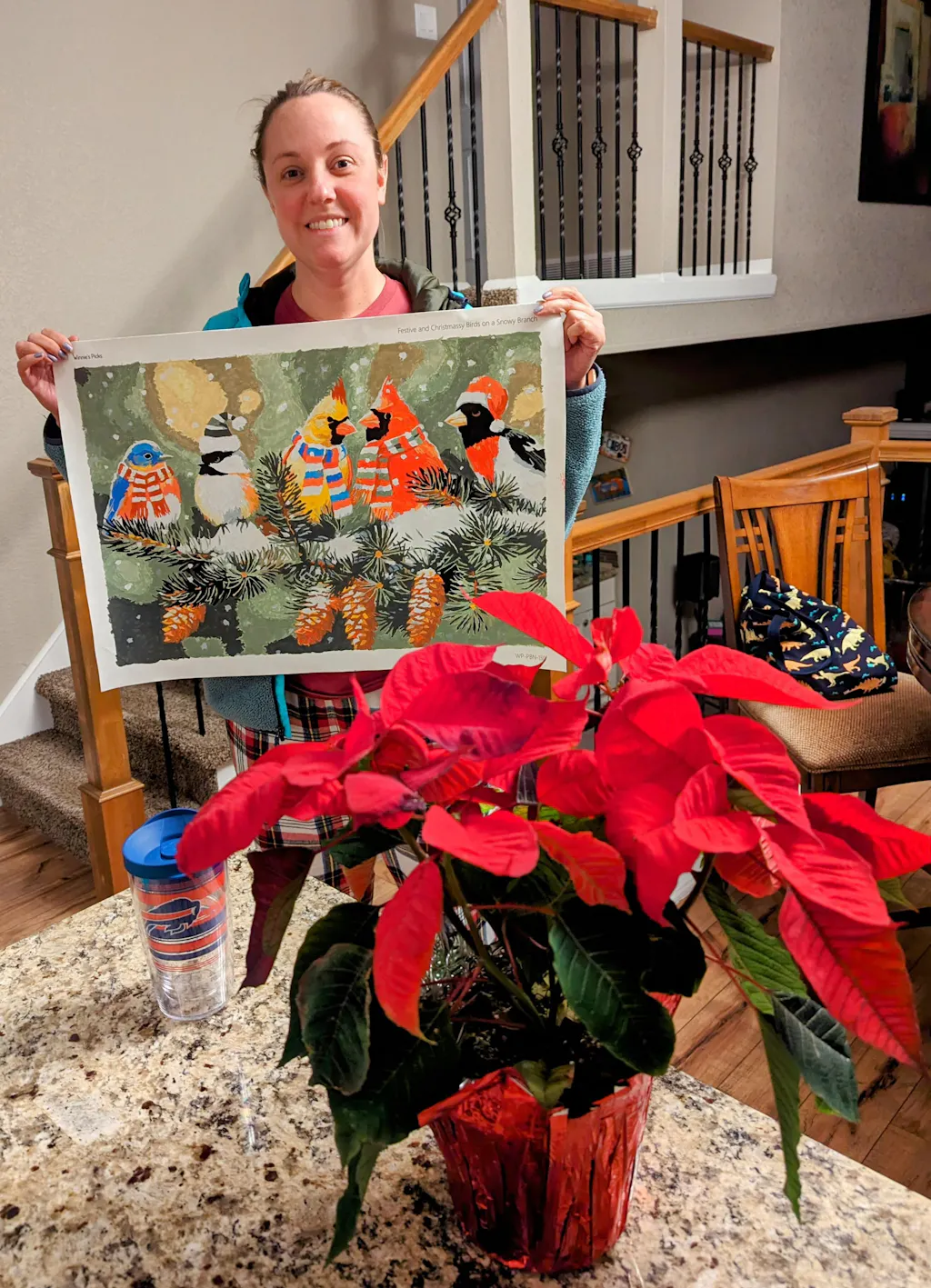 Festive and Christmassy Birds on a Snowy Branch | Adult's Paint by ...