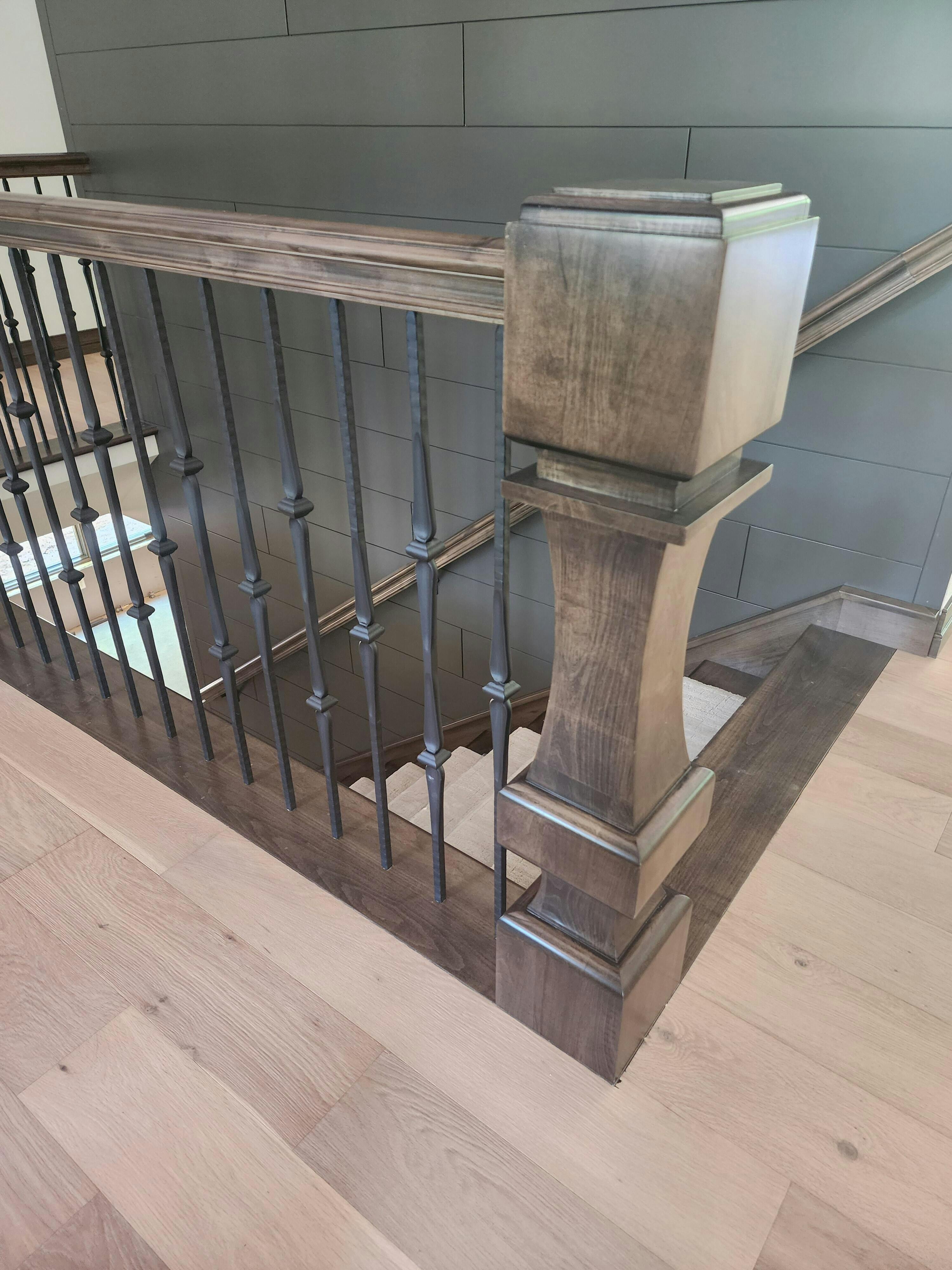 Great Modern Newel Post - Unique Handcrafted Wood Posts - Wood Carved Shop