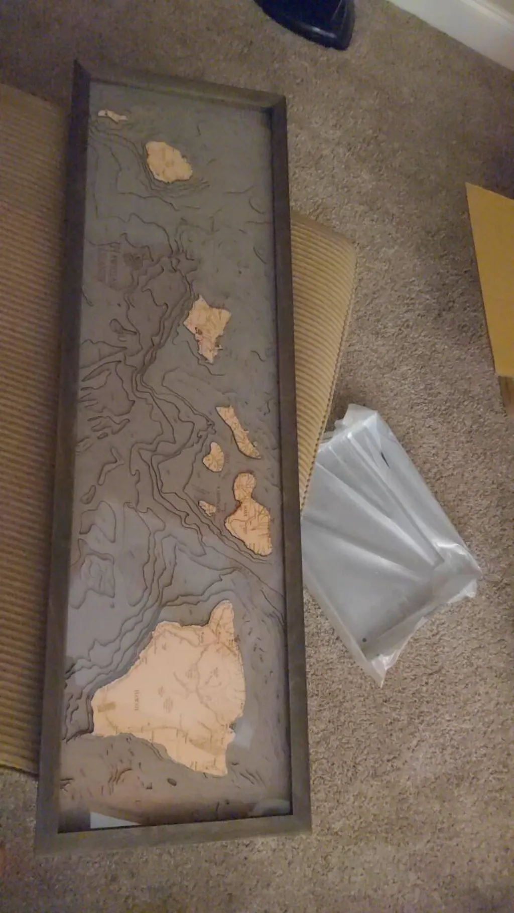 Hawaiian Islands (all of them), Hawaii 3-D Nautical Wood Chart, Narrow