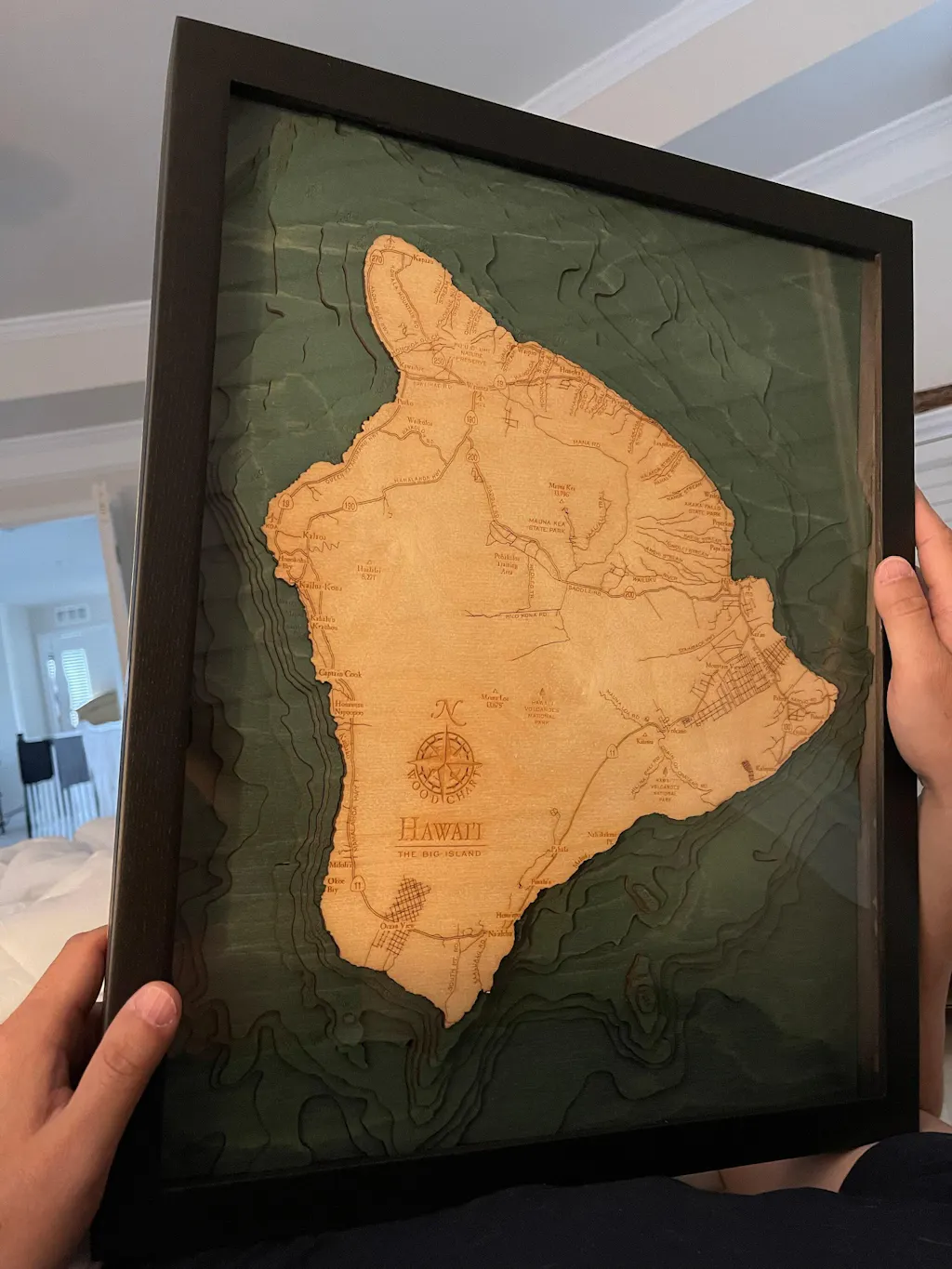 Hawaii (The Big Island) 3-D Nautical Wood Chart, Small, 16" x 20"