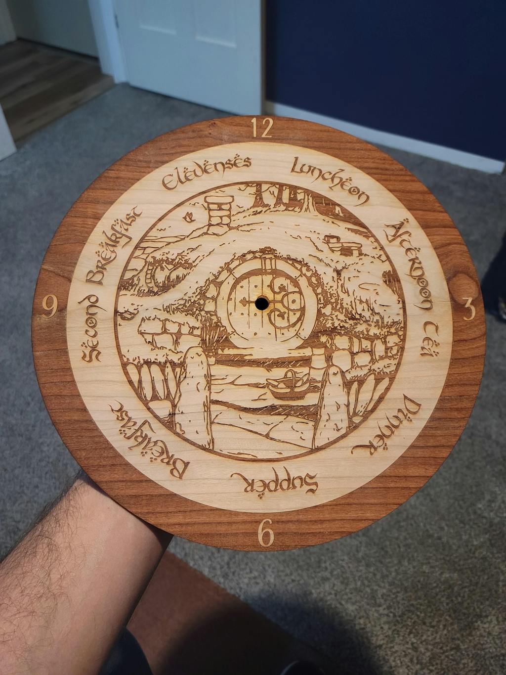 Shire Hobbit Clock in cherry wood – WoodLeon