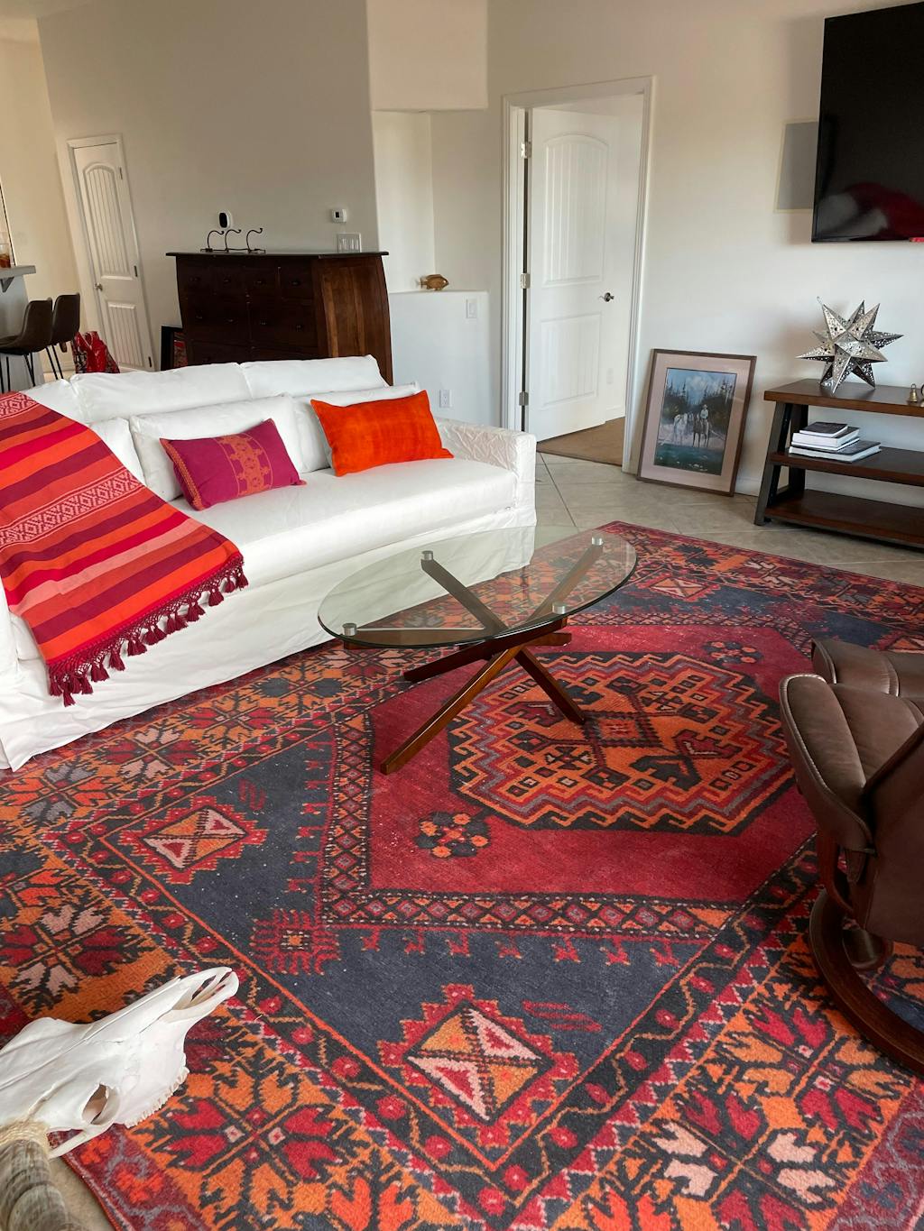 Red Orange Southwest Boho Rug - Woodwaves