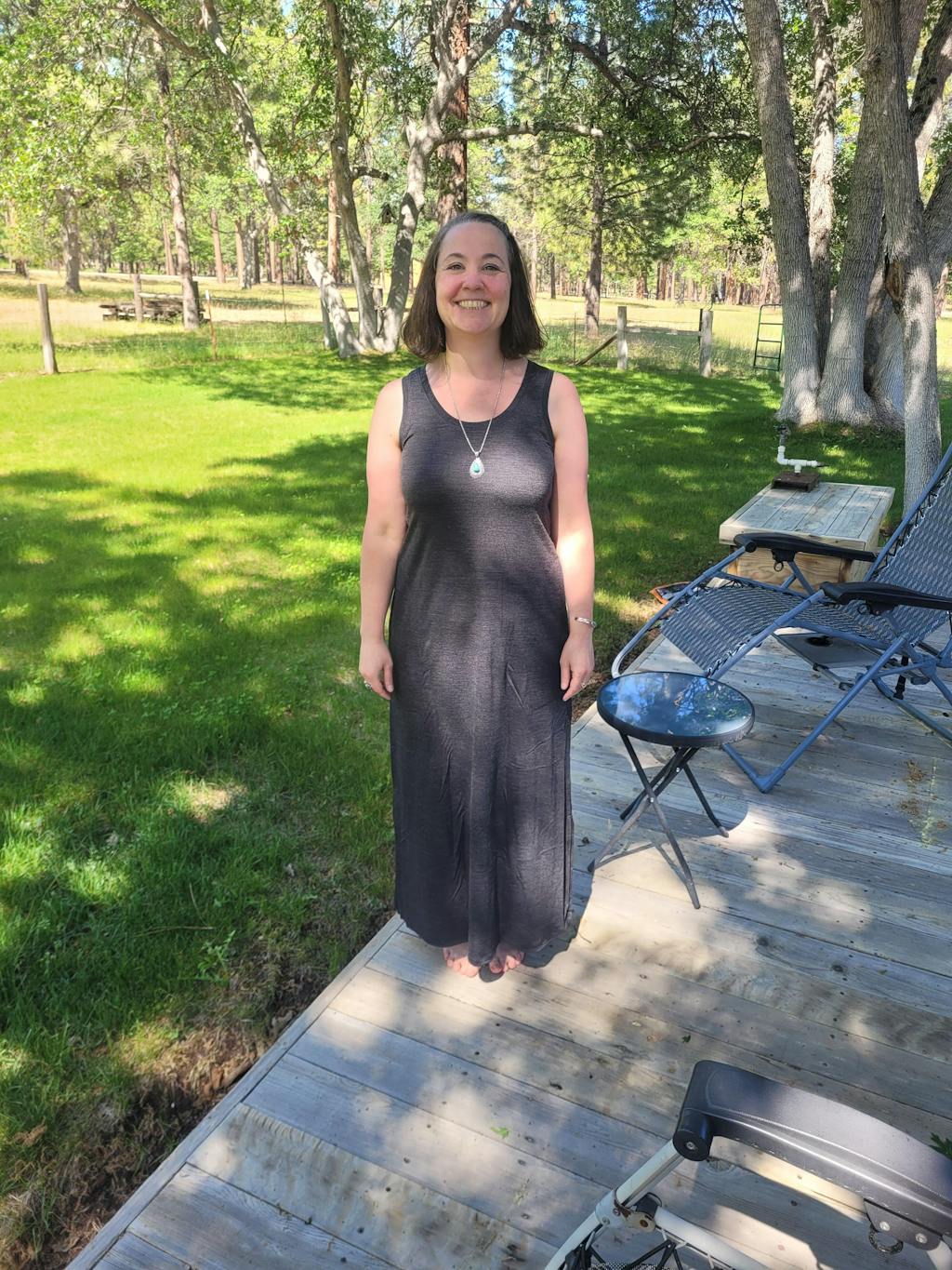 Audrey Merino Wool Tencel Maxi Dress - Black Heather - wool&