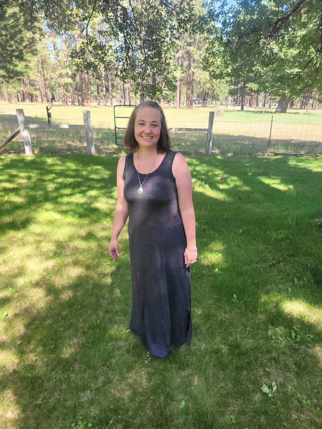 Audrey Merino Wool Tencel Maxi Dress - Black Heather - wool&