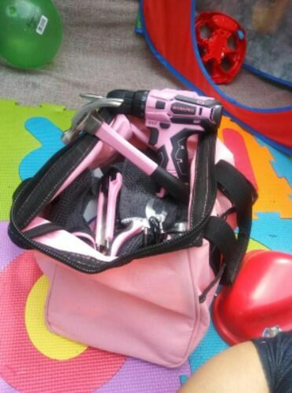 WORKPRO 12V Cordless Drill and Home Tool Kit with 14-inch Storage Bag