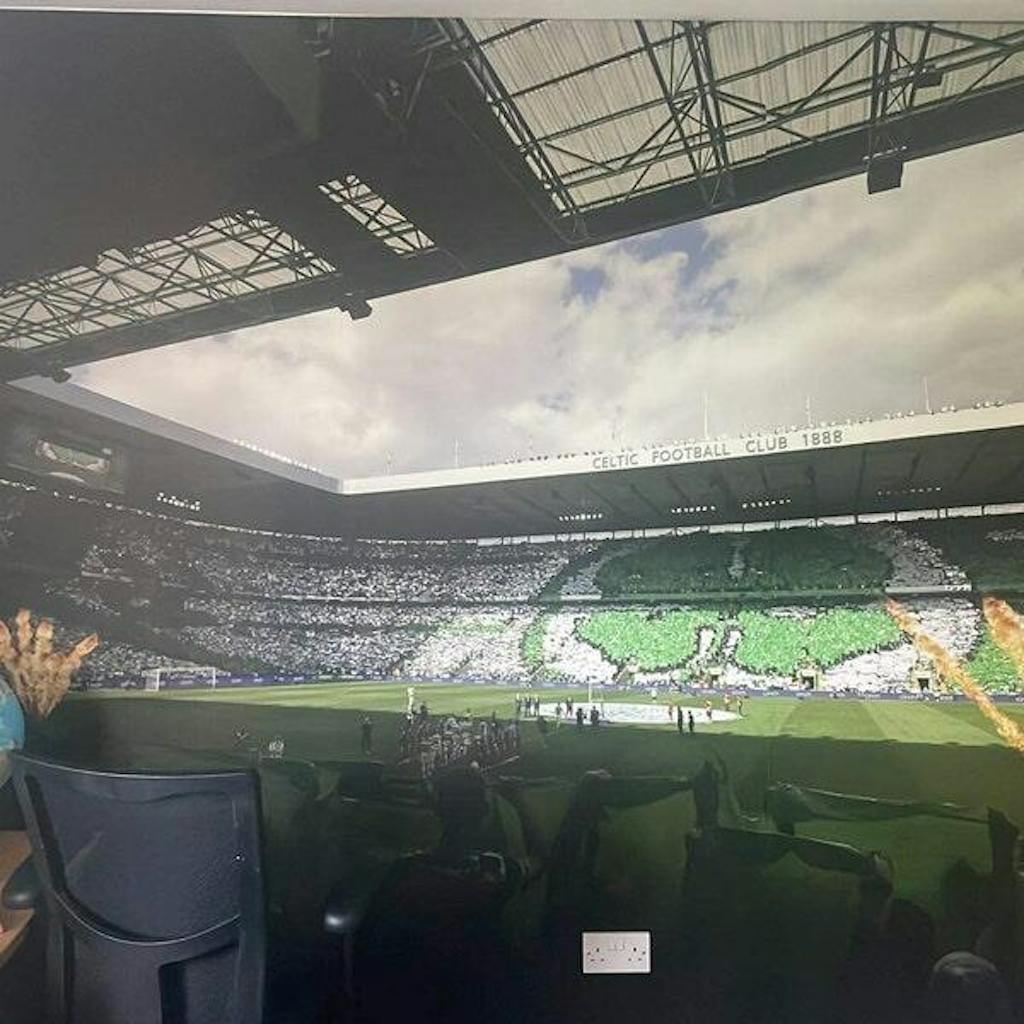 Celtic FC Wall Mural - Inside Stadium with Crowd and Flames Full Wall ...