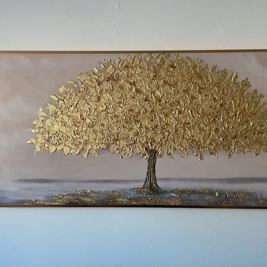 Gold Leaf Tree Painting | Hand-Painted Artwork for Home Decor