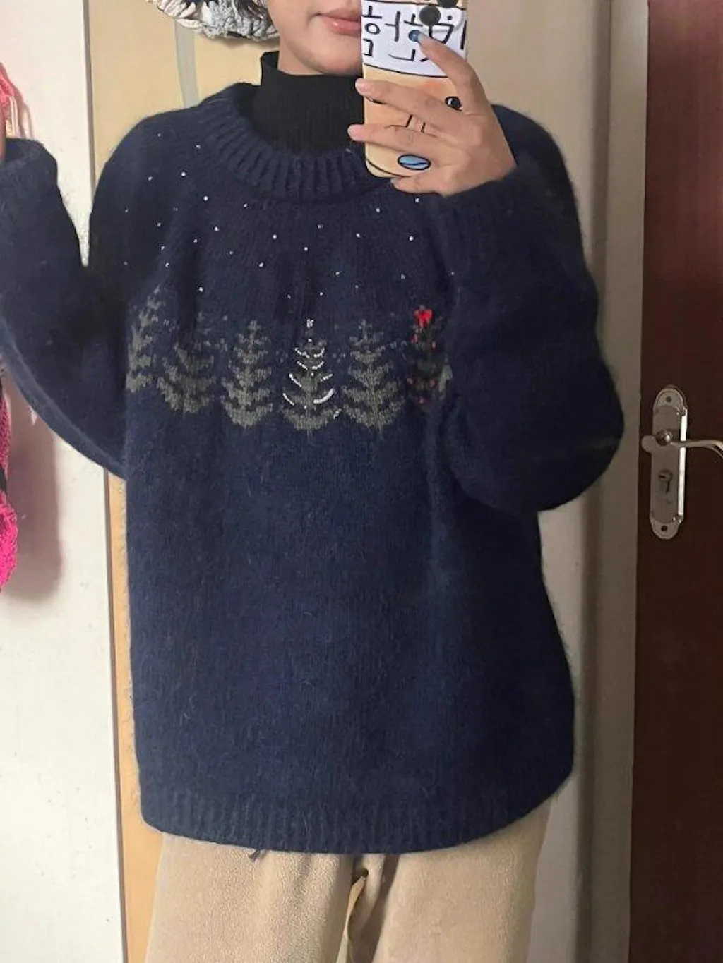 Navy Blue Sweater For Women Winter New Style Lazy Style High-End Beaut ...