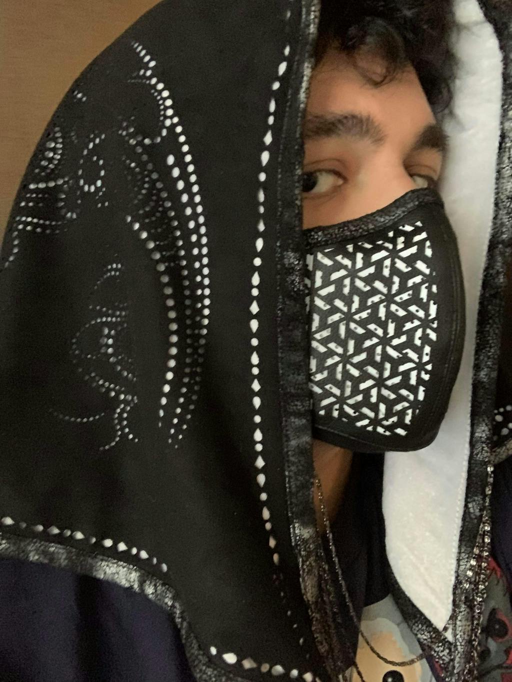 Yin Yang Laser Cut Chain Hood | Post Apocalyptic Clothing