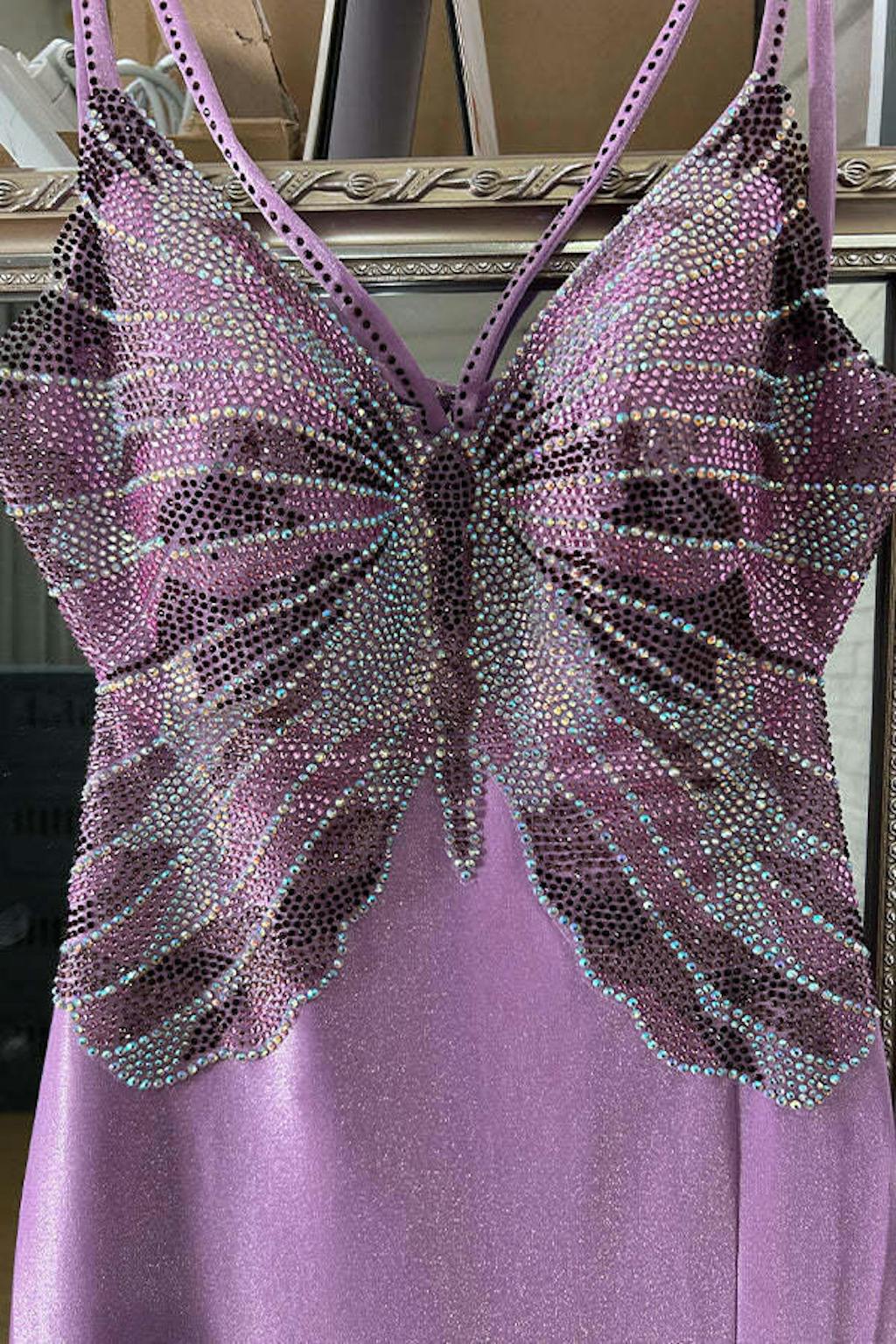 Zapakasa Women Purple Prom Dress Mermaid Backless Spaghetti Straps ...