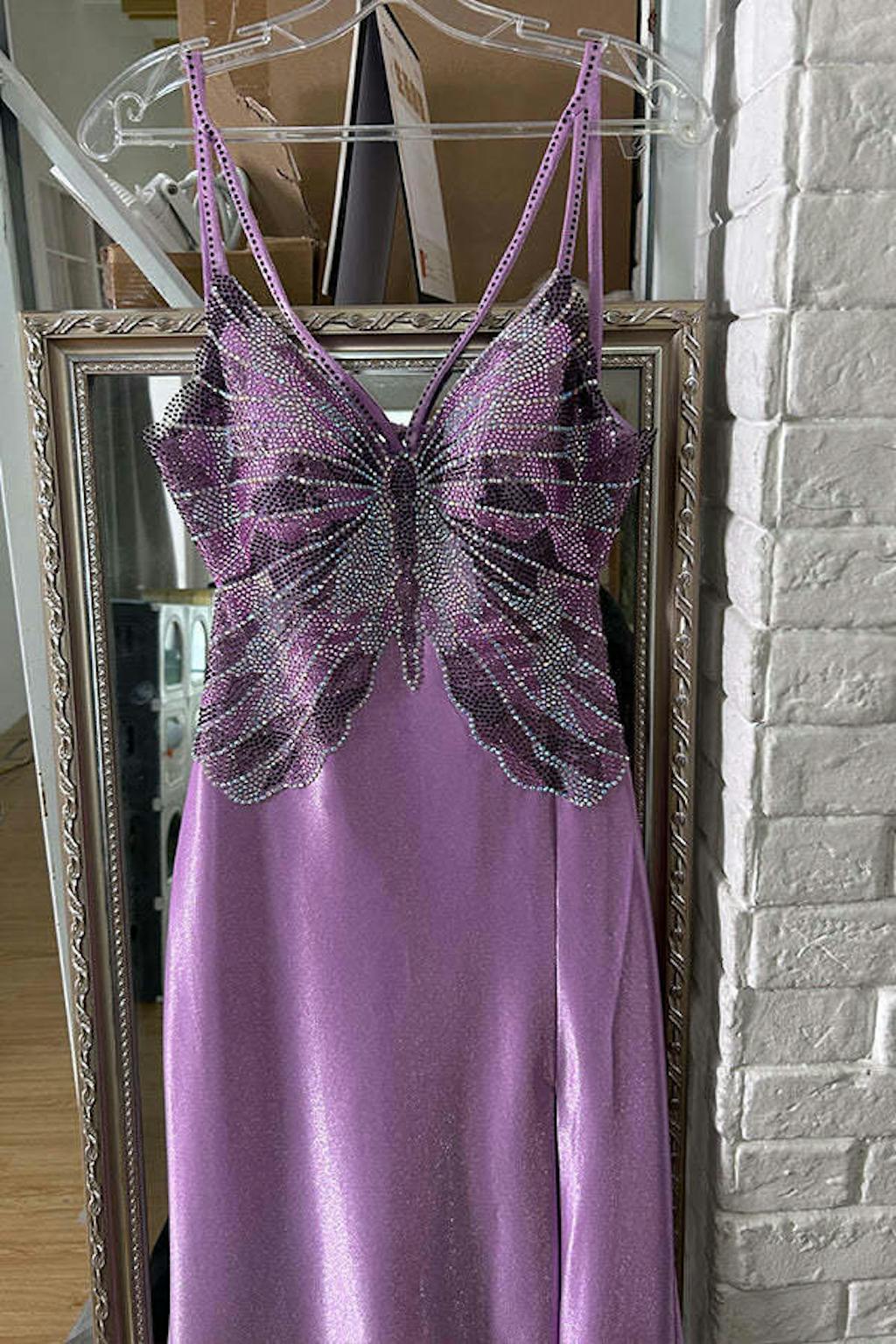 Zapakasa Women Purple Prom Dress Mermaid Backless Spaghetti Straps ...