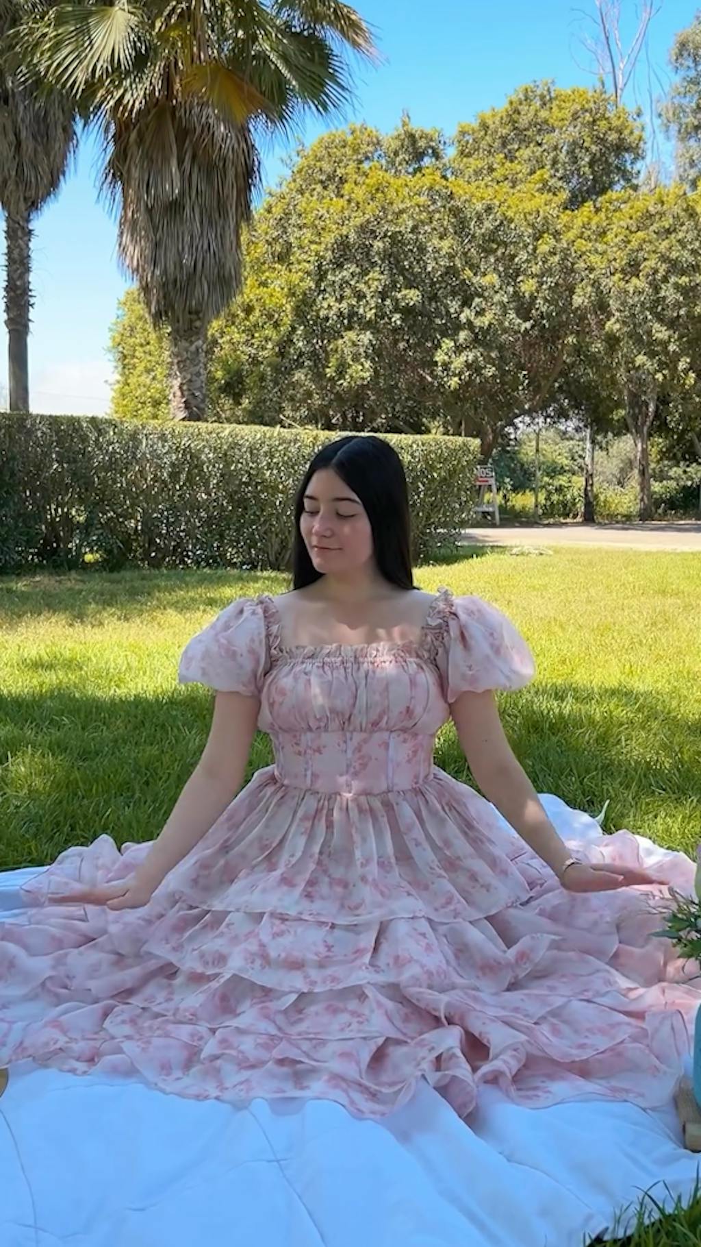 Zapakasa Women Light Blue Tiered Prom Dress with Corset Tulle Printed ...