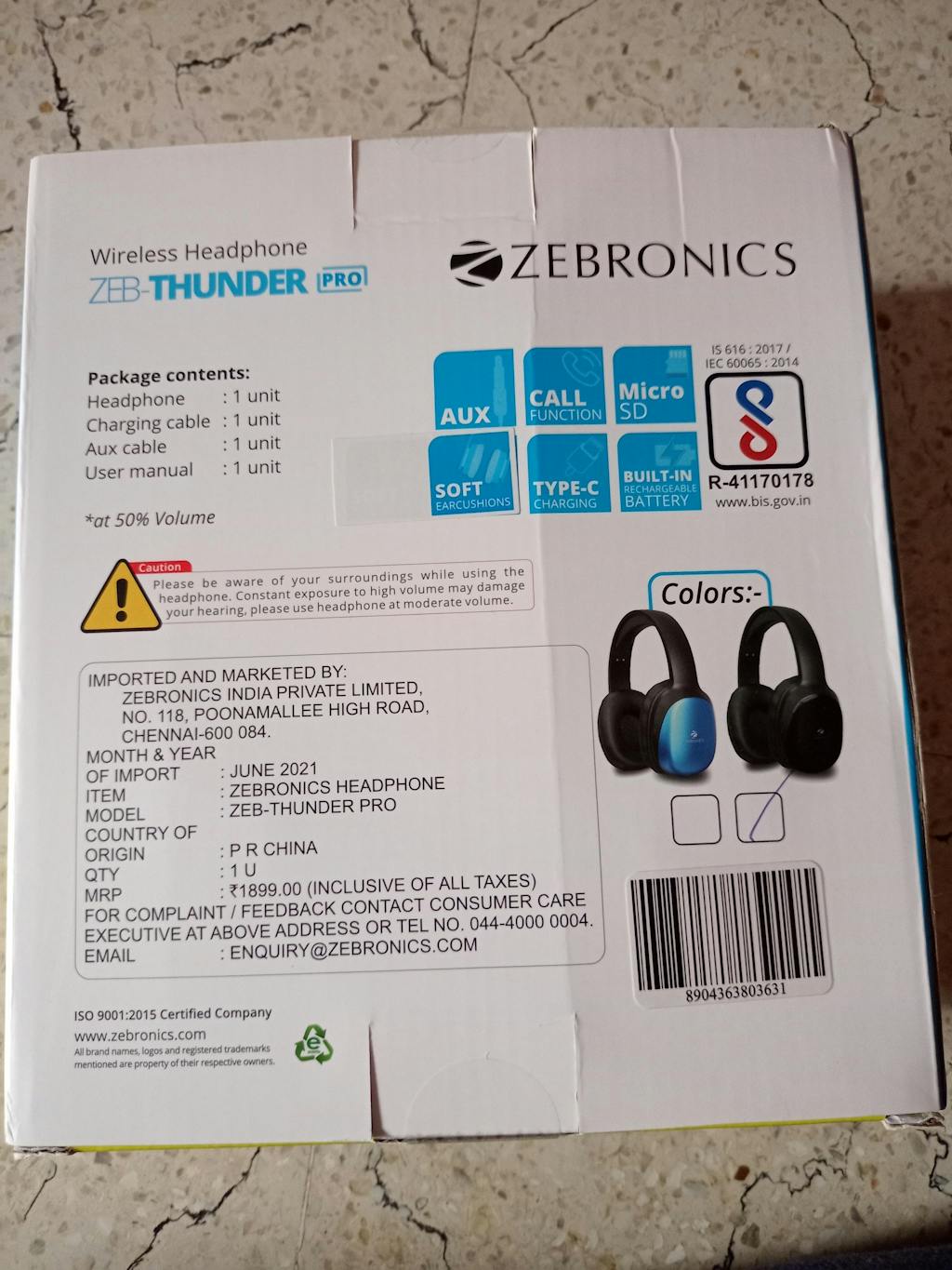 Zeb-Thunder Pro Wireless Headphone With Built-In Mic