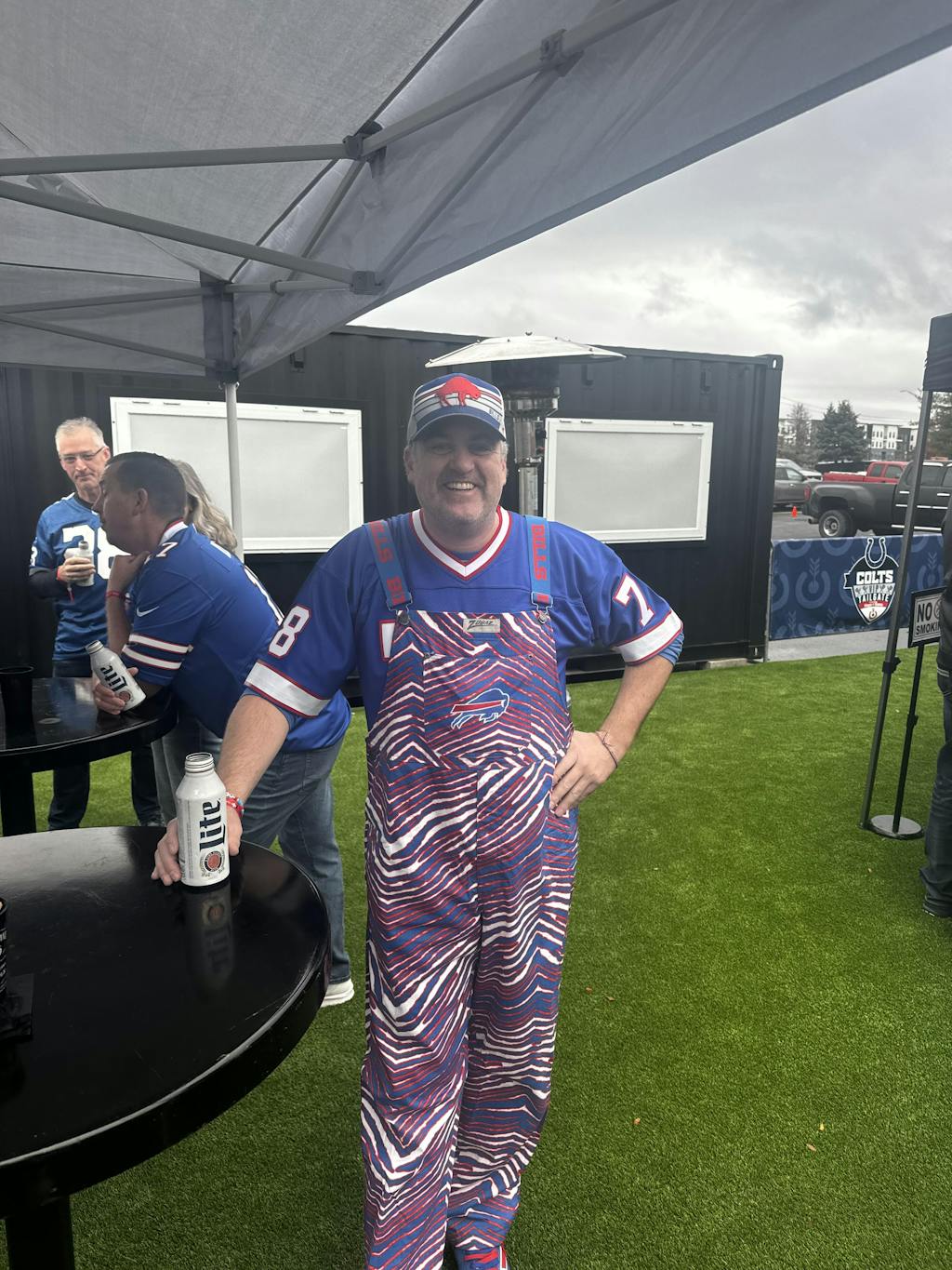 Zubaz NFL Men's Buffalo Bills Zebra Printed Team Bib Overalls